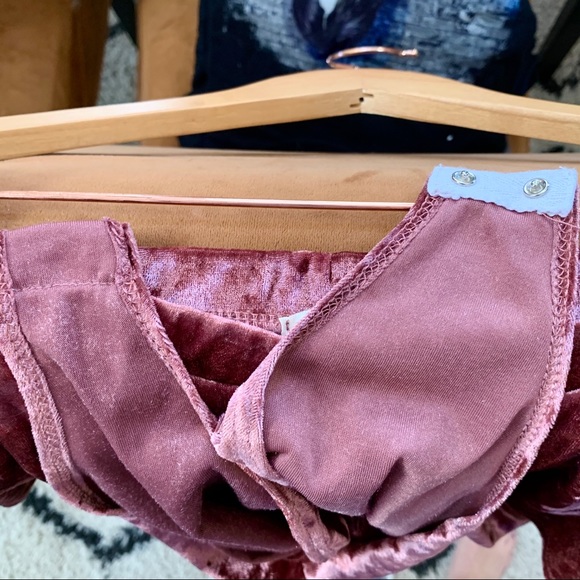 gaze | Tops | Crushed Velvet Off The Shoulder Blush Bodysuit | Poshmark